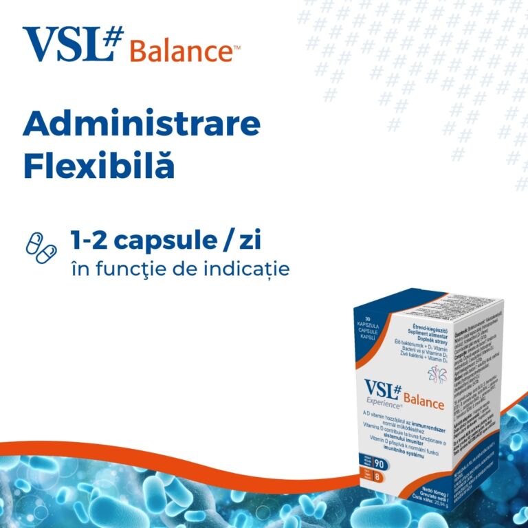 VSL#BALANCE Probiotic cu 90 mld UFC din 8 tulpini și Vitamina D3 ...