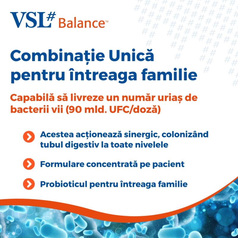 VSL#BALANCE Probiotic cu 90 mld UFC din 8 tulpini și Vitamina D3 ...